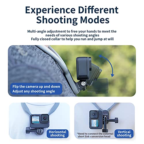 TELESIN Magnetic POV Neck Selfie Holder with Phone Clip Vertical Mount Kit, Hand Free Video Vlog Necklace Lanyard Body Strap Attachment for GoPro Max Hero Insta360 DJI Action iPhone Android