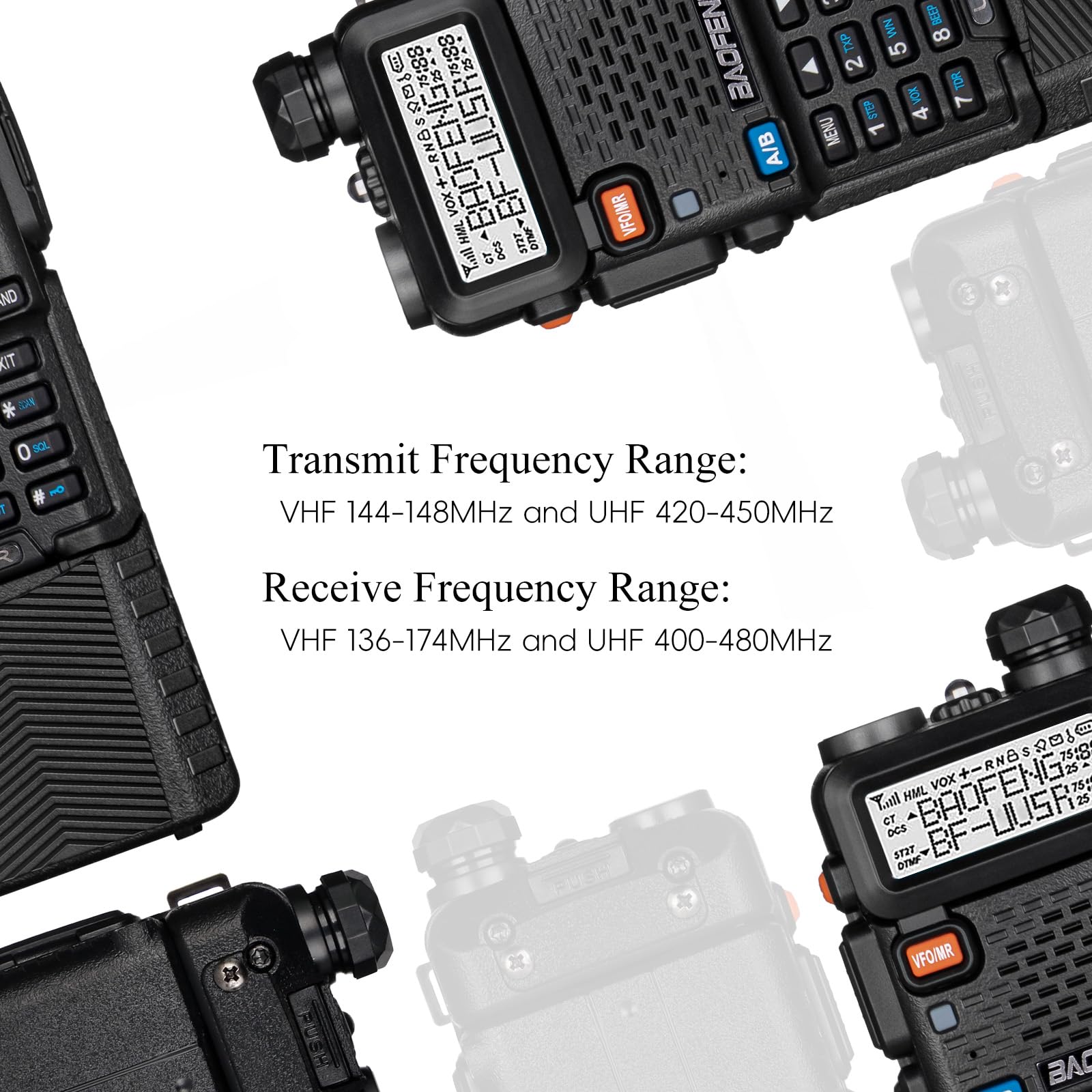 Baofeng UV-5R Handheld 3800mAh Ham Radio 8W, Long Range Dual Band, USB Rechargeable & Earpiece