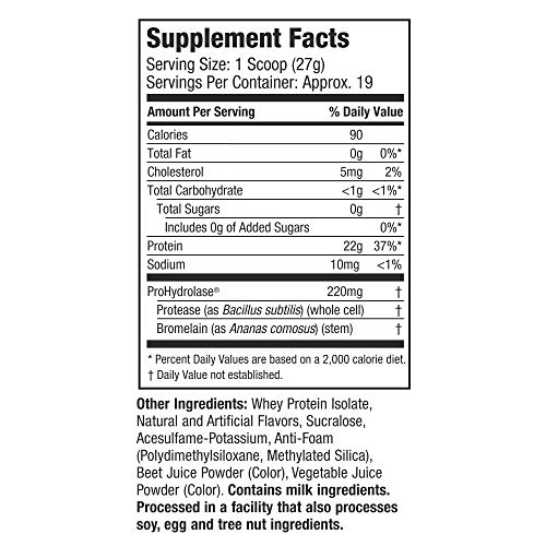 Whey Protein Powder | MuscleTech Clear Whey Protein Isolate | Whey Isolate Protein Powder for Women & Men | Clear Protein Drink | 22g of Protein, 90 Calories | Arctic Cherry Blast, 1.1lb (19 Servings)