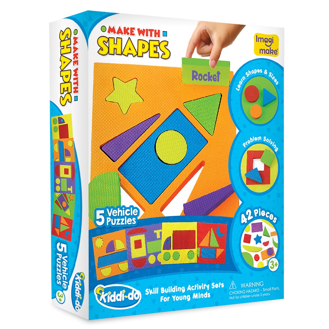 Imagimake Make with Shapes | Vehicle Theme Shape Puzzle| Preschool Learning Activities | Toddler Toys | Montessori Toys for 3 Year Old