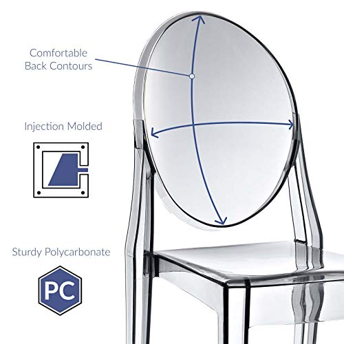 Modway Casper Modern Acrylic Stacking Kitchen and Dining Room Chair in Smoke - Fully Assembled