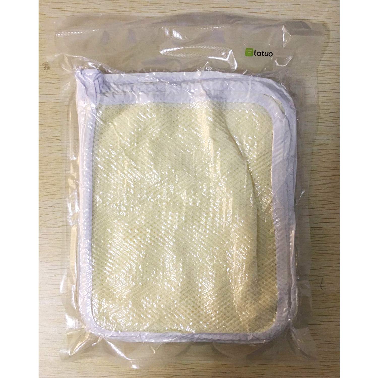 Tatuo 5 Pcs Exfoliating Face and Body Wash Cloths Towel Weave Bath Exfoliating Scrub Massage Bath Cloth for Women and Men, 10.63 x 9.05 Inch(Beige Edge)