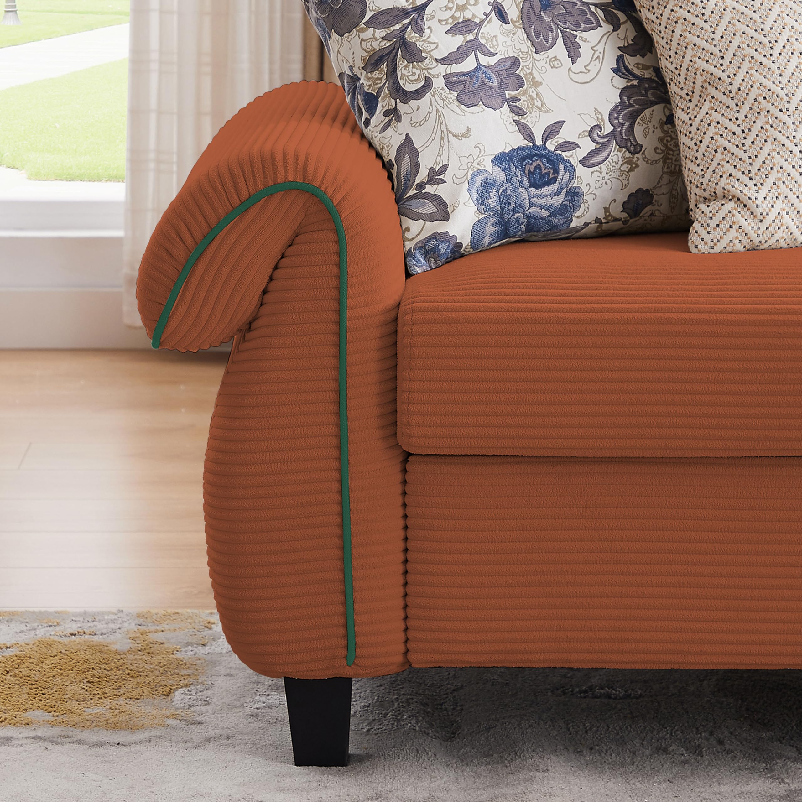 Chireca 112" Convertible Sectional Sofa, Modern Microfiber L Shaped Couch with Reversible Chaise, 4 Seater Sofa Couches for Living Room, Orange