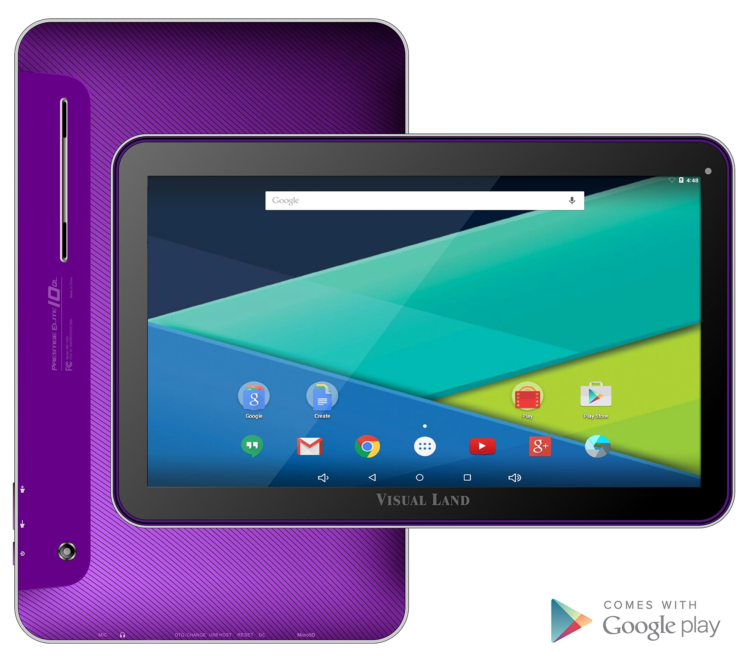Visual Land Prestige ELITE 10QL 10.1 Inch Quad-Core Android 5.0 Lollipop 16GB Tablet with Keyboard Case - Purple