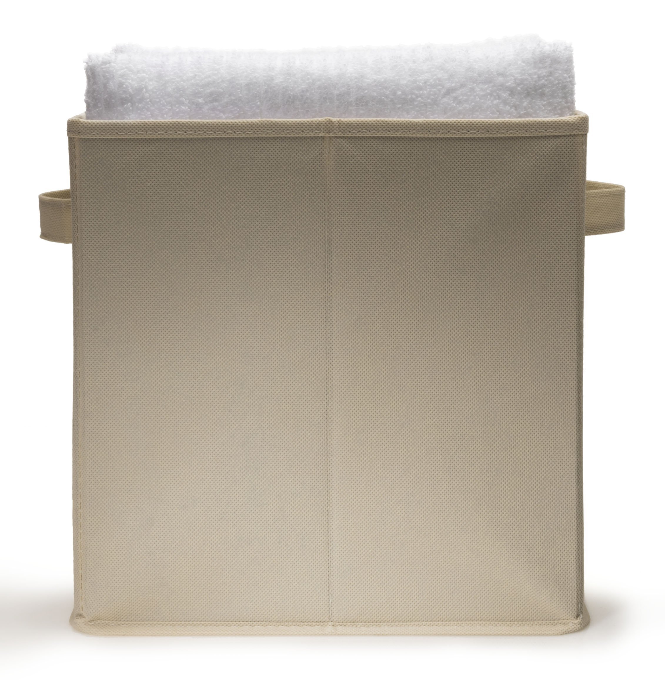Safari Foldables Two Handle Foldable Fabric Storage Cube Closet Organizer, Cream Beige, Pack of 6