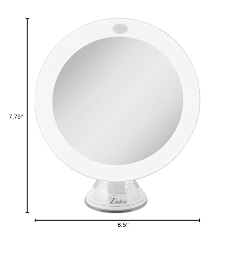 Zadro LED Lighted 10X Magnification Z'Swivel Power Suction Cup Vanity Wall Mount Beauty Makeup Mirror, White