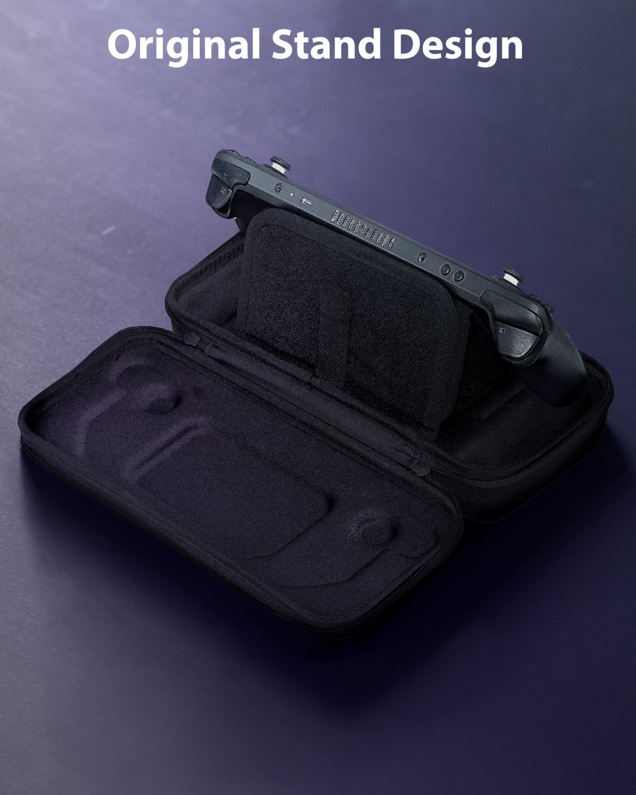 Case for Steam Deck, Anti-Scratch and Non-Slip Grips Vavle Steam Deck Accessories, Protective Cover with Kickstand Designed for Steam Deck (Stand & Storage 2 in 1)