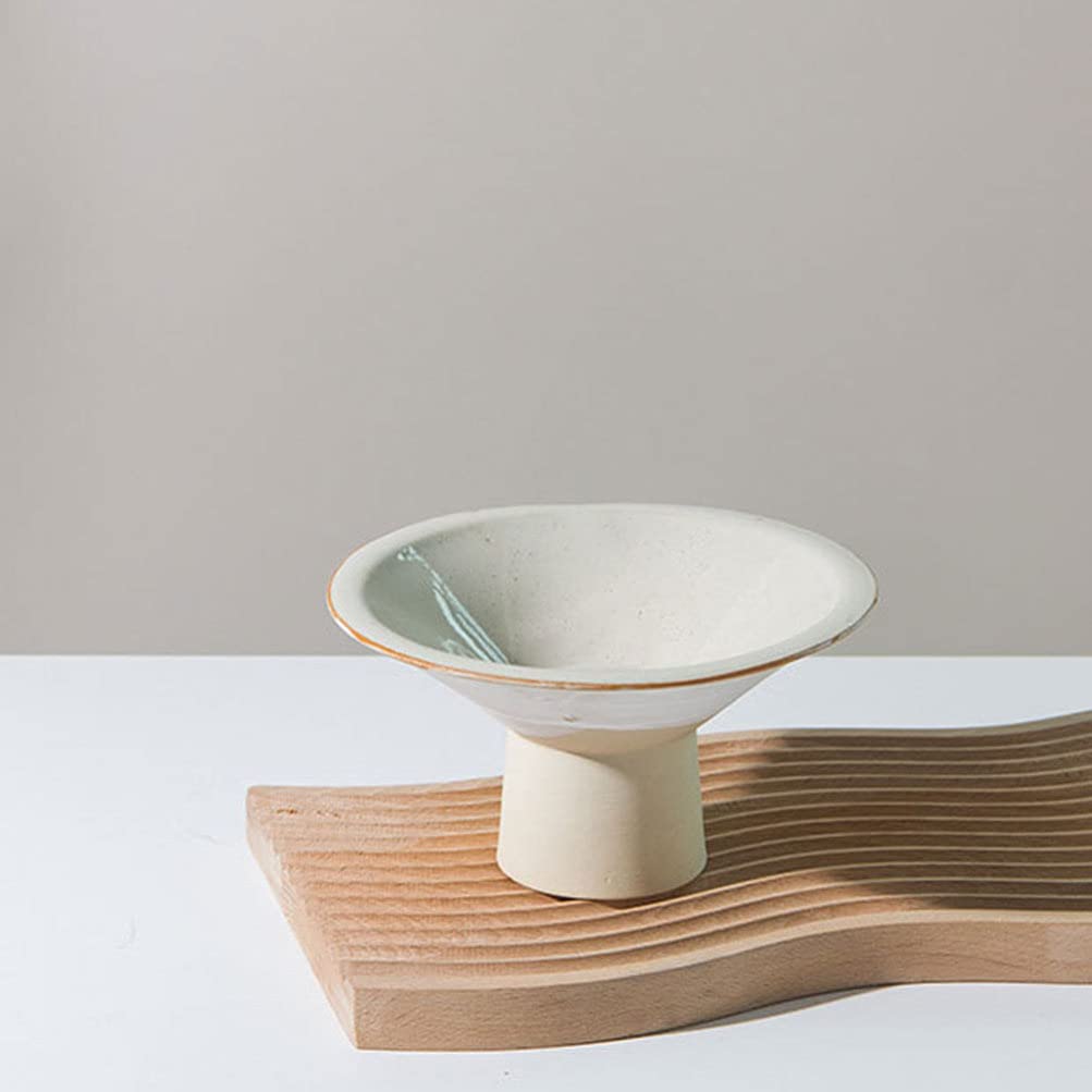 Cabilock Ceramic Footed Bowl Round Bowl Japanese- style Decorative Fruit Bowl Holder Dessert Display Stand Serving Tray for Kitchen Counter Centerpiece Table Decor (6.6x3.7 inch)