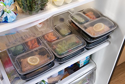 Meal Prep Haven 3 Compartment Airtight Lid Food Containers, 32 oz, Multicolored