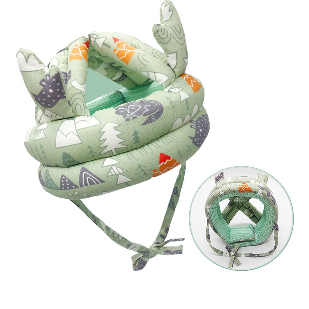 Baby Helmet Walking Head Protector for Crawling Walking Infants Adjustable Head Protector Soft Cushion Headguard for Toddler 6-12 Months Baby 1-2 Years Learning to Walk (Green)