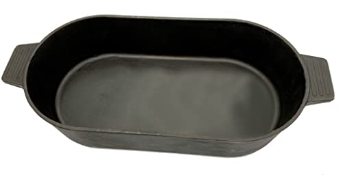 Bayou Classic 7477 6-qt Cast Iron Oval Fryer w/ Griddle Lid Perfect For Large Batch Frying Cooking Whole Chickens Pot Roasts & Reverse Griddle Lid Perfect For Large Batch Breakfast Burgers