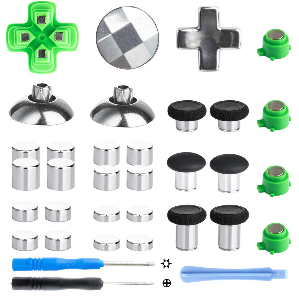 Magnetic Thumbsticks & Adjustable D-Pads & ABXY Button Replacement Parts for PS4 Controller, Z&Hveez 31 in 1 Magnetic Button Kit for PS4 Slim, PS4 Pro, Playstation 4 Controllers
