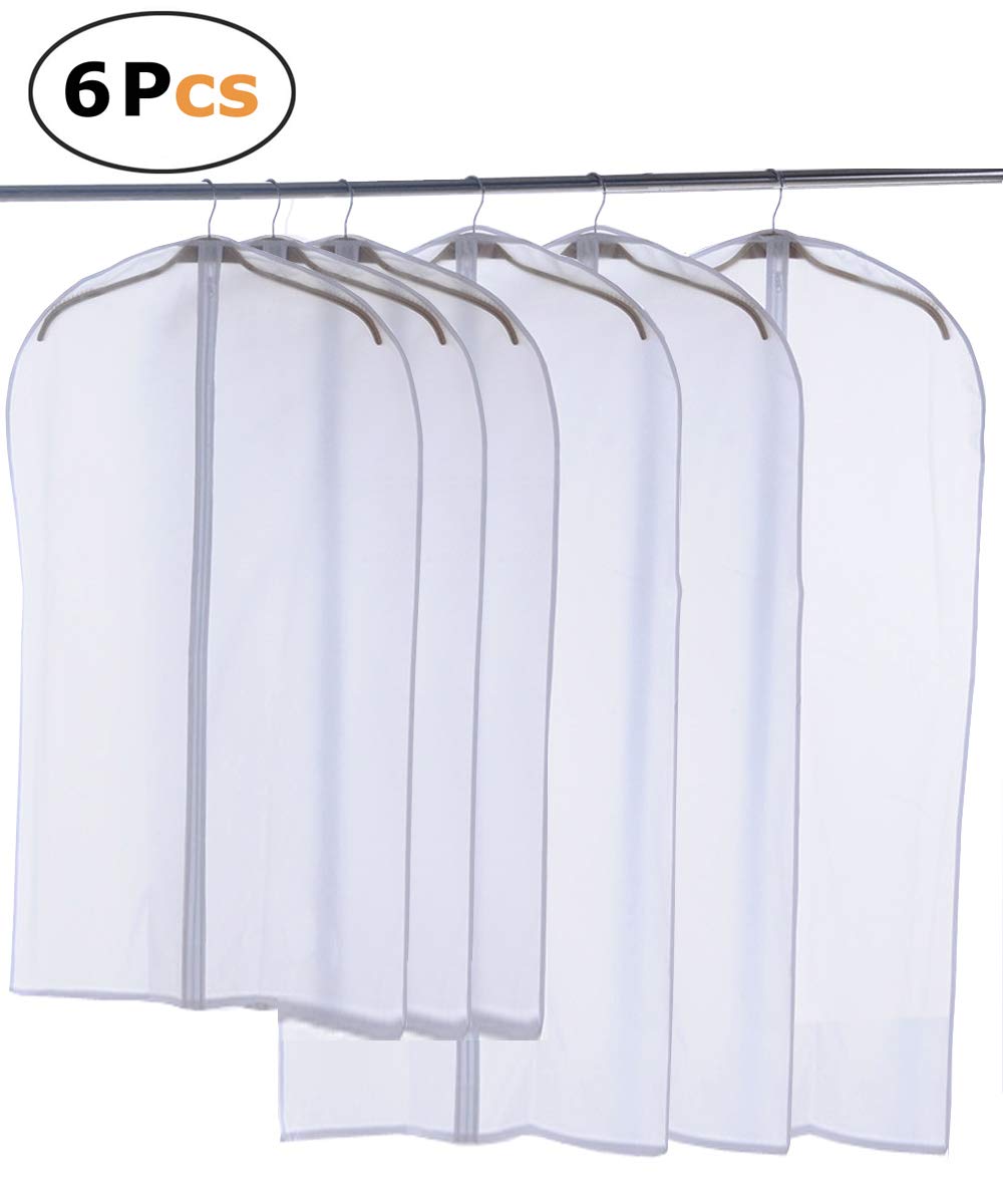 In kds Transparent PEVA Dress Garment Bag Suit Bag with Zipper Pack of 6, 4Medium and 2 Large
