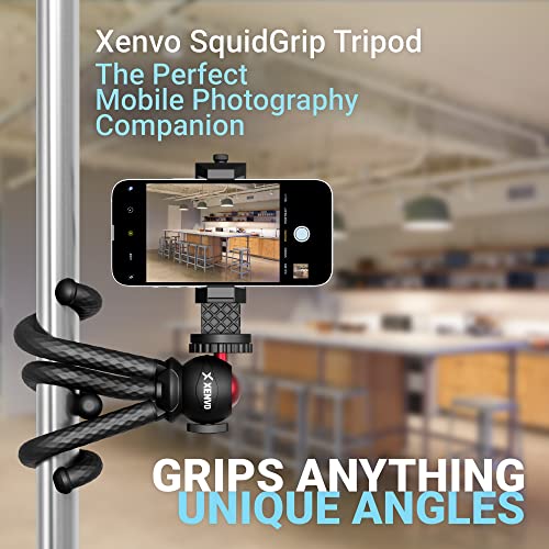 Xenvo SquidGrip Flexible Cell Phone Tripod and Portable Action Camera Holder - Compatible with iPhone, GoPro, Android, Samsung, Google Pixel and All Mobile Phones