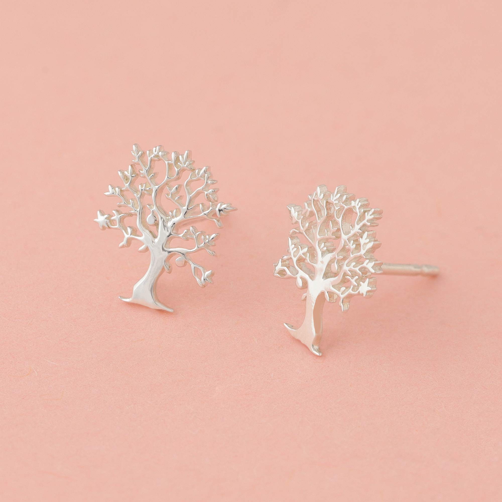 Boma Jewelry Sterling Silver Tree of Life Nature Stud Earrings