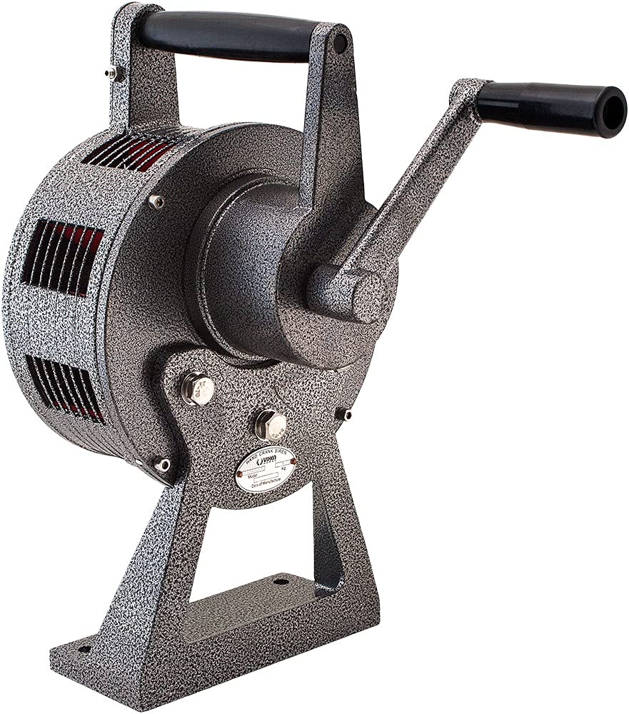 Vixen Horns Air Raid Hand Crank Siren, Loud Heavy Duty Tornado Siren with Base/Table Mount, Fire Air-raid Alarm, Warning Construction Air Horn VXS-1200M