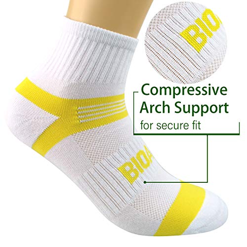 BIOAUM Men's Athletic Socks Size 10-13 - 6 Pairs Cotton Quarter Socks for Running, Workout, Work