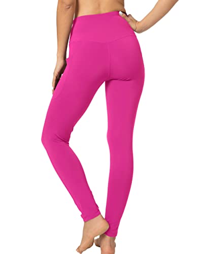 Kcutteyg Yoga Pants for Women with Pockets High Waisted Leggings Workout Sports Running Athletic Pants (Hot Pink, Large)