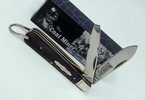 Coal Miner Pocket Knife Buffalo Horn Handles Electrician's Knife Blunt Tip Blade and Spear Blade