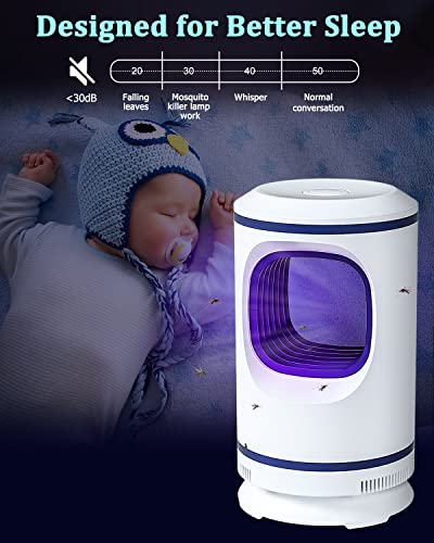 Bug Zapper Indoor, GILAYGROW Insect Trap, Fly Trap, Quiet Fruit Flies Mosquito Killer Trap, Mosquito Lamp, Electric Mosquito Zapper for Bedroom, Living Room, Office, Kitchen (White)