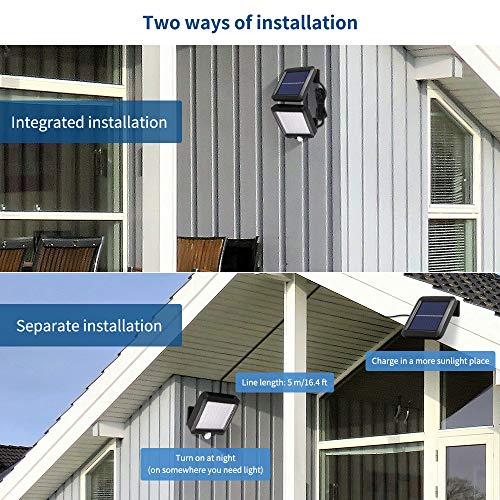 BIOBEY Solar Motion Lights, 56 LEDs Bright Solar Powered Flood Lights with 5 M/16.4 FT Power Cable, Waterproof Human Body Sensor Fission Induction Solar Lamp Yard Street Security Lamp