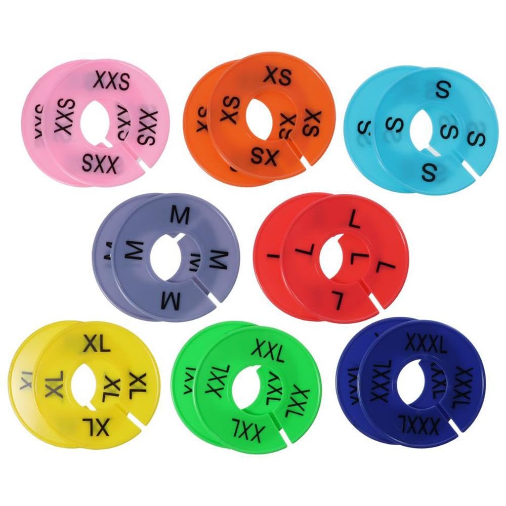 couponhub Round Clothes Dividers, 16pcs Multicolor Closet Rack Dividers for Size Sorting, Reusable Hanger Separators with Size Mark, Portable Clothes Arrangement Accessories