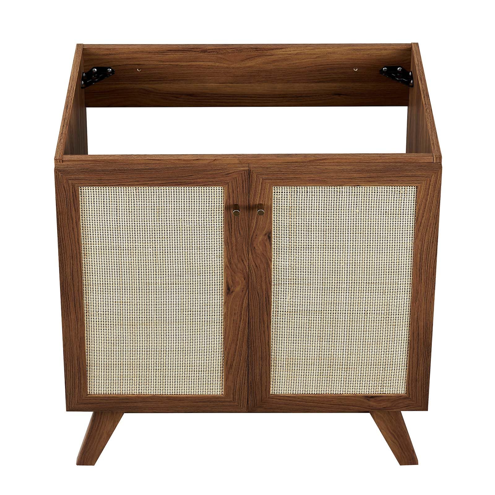 Modway Soma Rattan Weave Bathroom Vanity Cabinet (Sink Basin Not Included), 30 Inch, Walnut