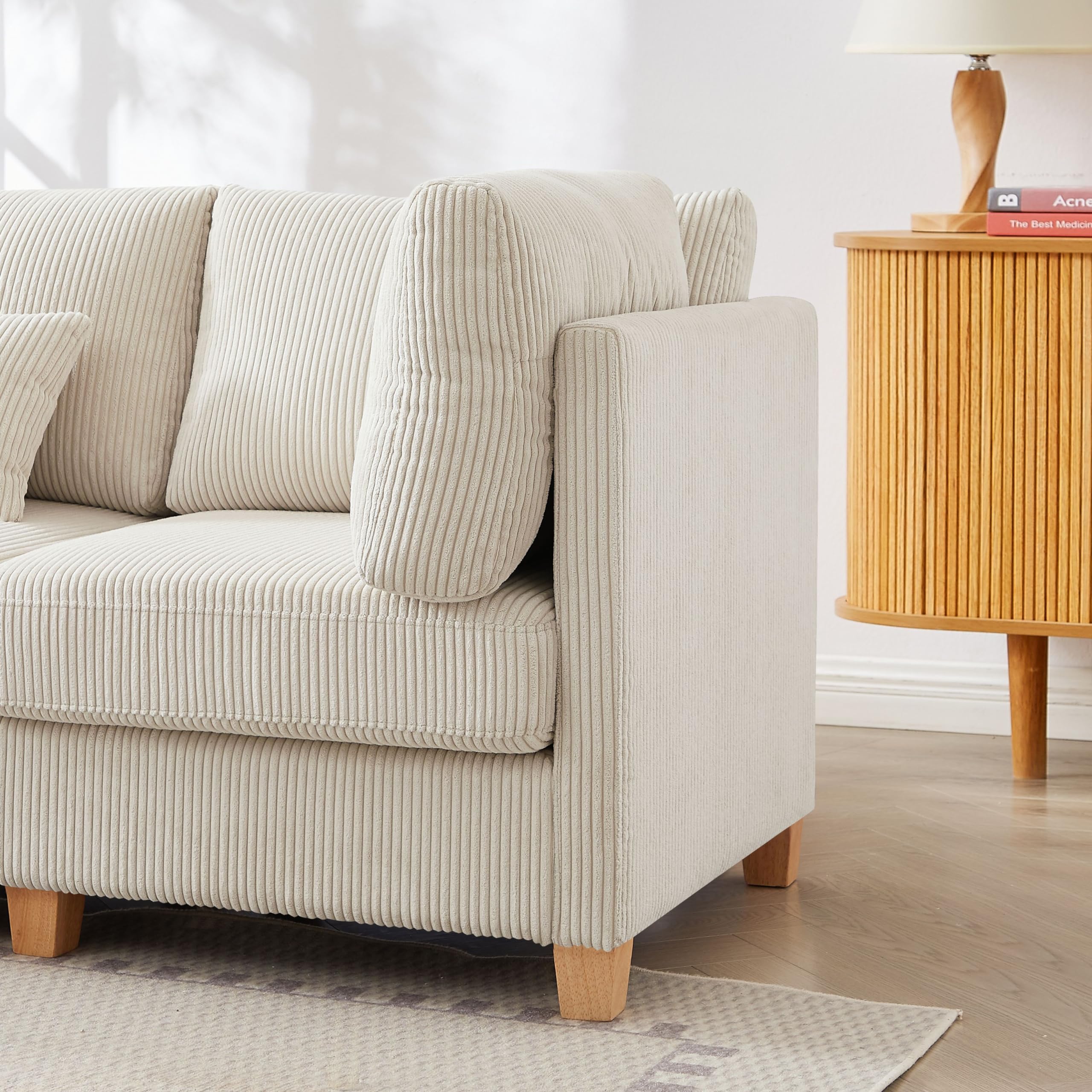 Dagniwak Convertible Sectional Sofa,U-Shaped Couch,Freely Combinable Sofa Modules, Corduroy Fabric, with High Supportive and Soft Sponges, for Living Rooms, Apartments and Offices (Beige)