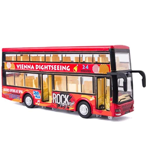 Children's Alloy Double-Decker Bus Toy Bus Model, Boy Toy Bus Simulation Alloy Door Openable Sound and Light Car Model (Size : Alloy Bus)