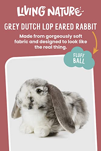 Living Nature Grey Dutch Lop Eared Rabbit, Realistic Soft Cuddly Bunny Toy, Naturli Eco-Friendly Plush, 10 Inches