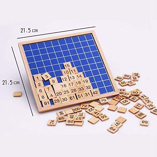 MAKEGELD Wooden Toys Hundred Board 1-100 Consecutive Numbers Wooden Educational Game for Kids with Storage Bag, W8.26 L8.26inches
