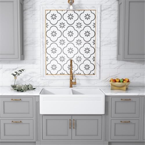 Cremona White Ceramic 33 in. Double Bowl Farmhouse Apron Kitchen Sink