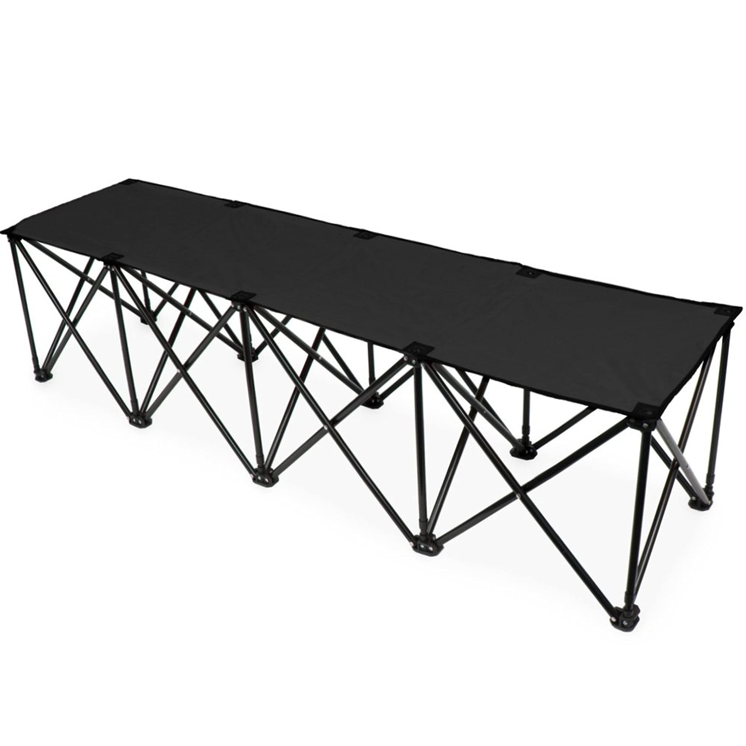 Crown Sporting Goods 6-Foot Portable Folding 4 Seat Bench with Carry Bag β Great Team Bench for Soccer & Football Sidelines, Tailgating, Camping & Events, Black