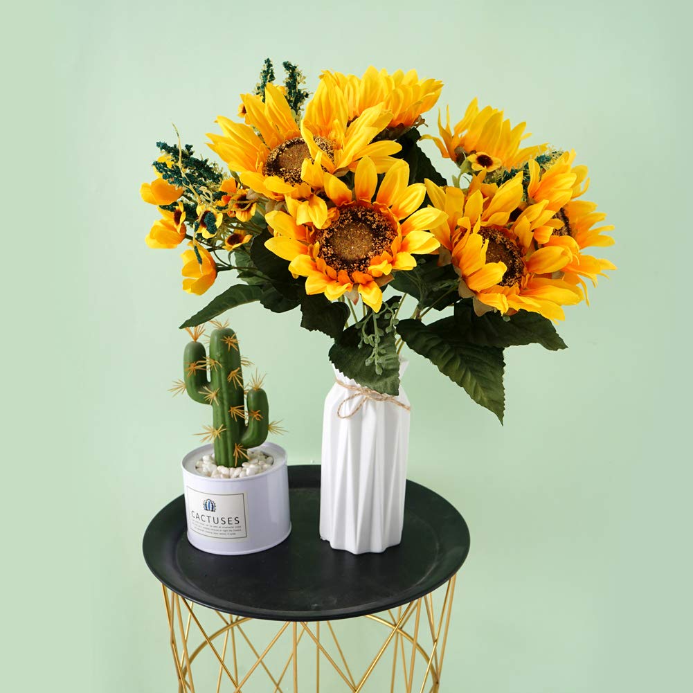 Beferr Artificial Sunflower Bouquet Fake Silk Sunflower Heads for Garden Art Home Table Party Wedding Decor