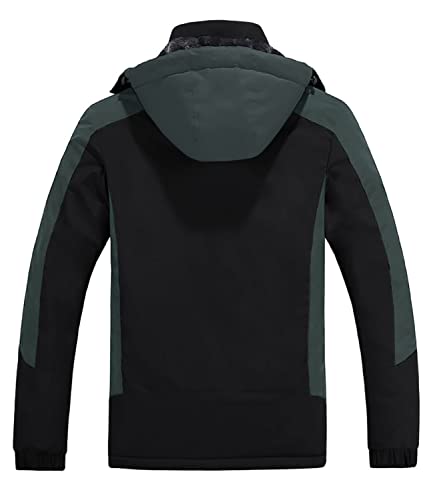 BIYLACLESEN Waterproof Jacket for Men Outdoor Jacket Warm Jacket Fleece Lined Jacket Hiking Jacket Fishing Jacket With Hooded Coats Anorak Jacket