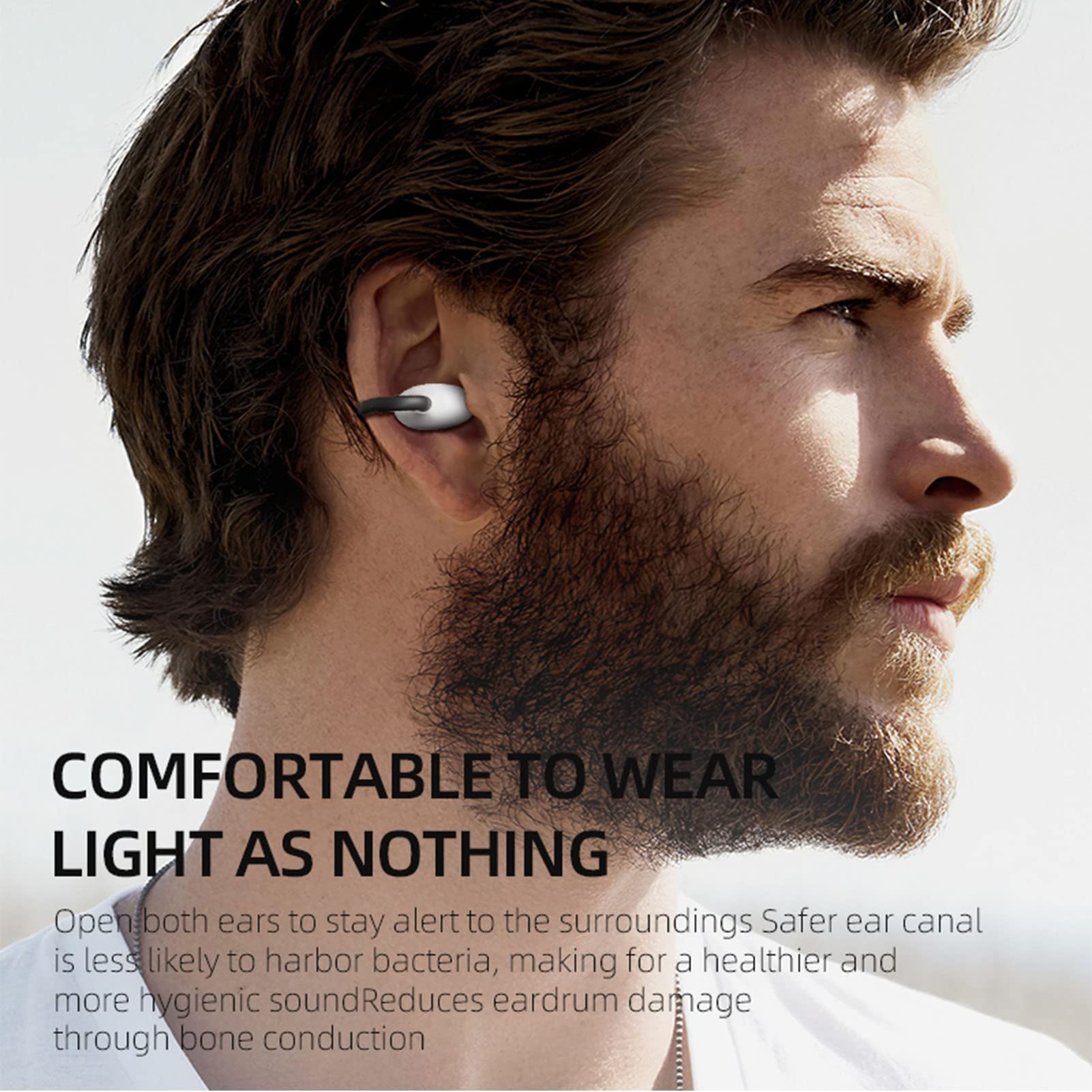 Coffee Wireless Ear Clip Bone Conduction Headphones Bluetooth Open Ear Waterproof Bluetooth Bone Conduction Earbuds Ear Clip Bone Conduction Head Set Painless Long Battery Life for Sports