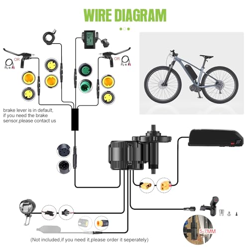 BAFANG BBS02B 48V 750W Mid Drive Kit with Battery Optional 8fun eBike Conversion Kit with LCD Display (850C Display, Motor kit+44T Chainring+Rear Battery 48V 15Ah)
