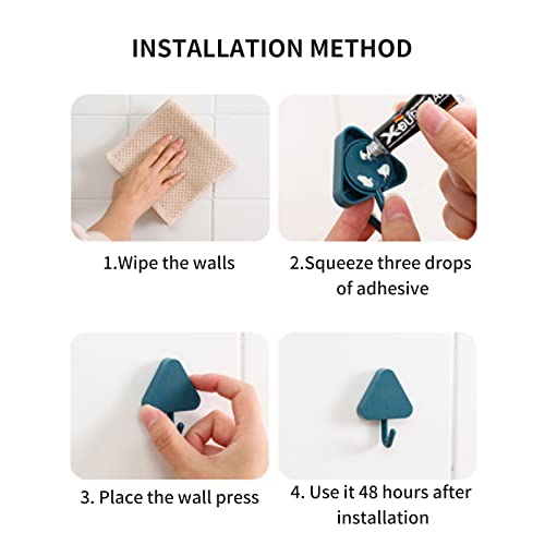 Key Hooks for Wall, Adhesive Hooks Removable Wall Hangers Hooks for Entryway Door Bathroom Kitchen Dark Blue(5 Packs) (b2347)