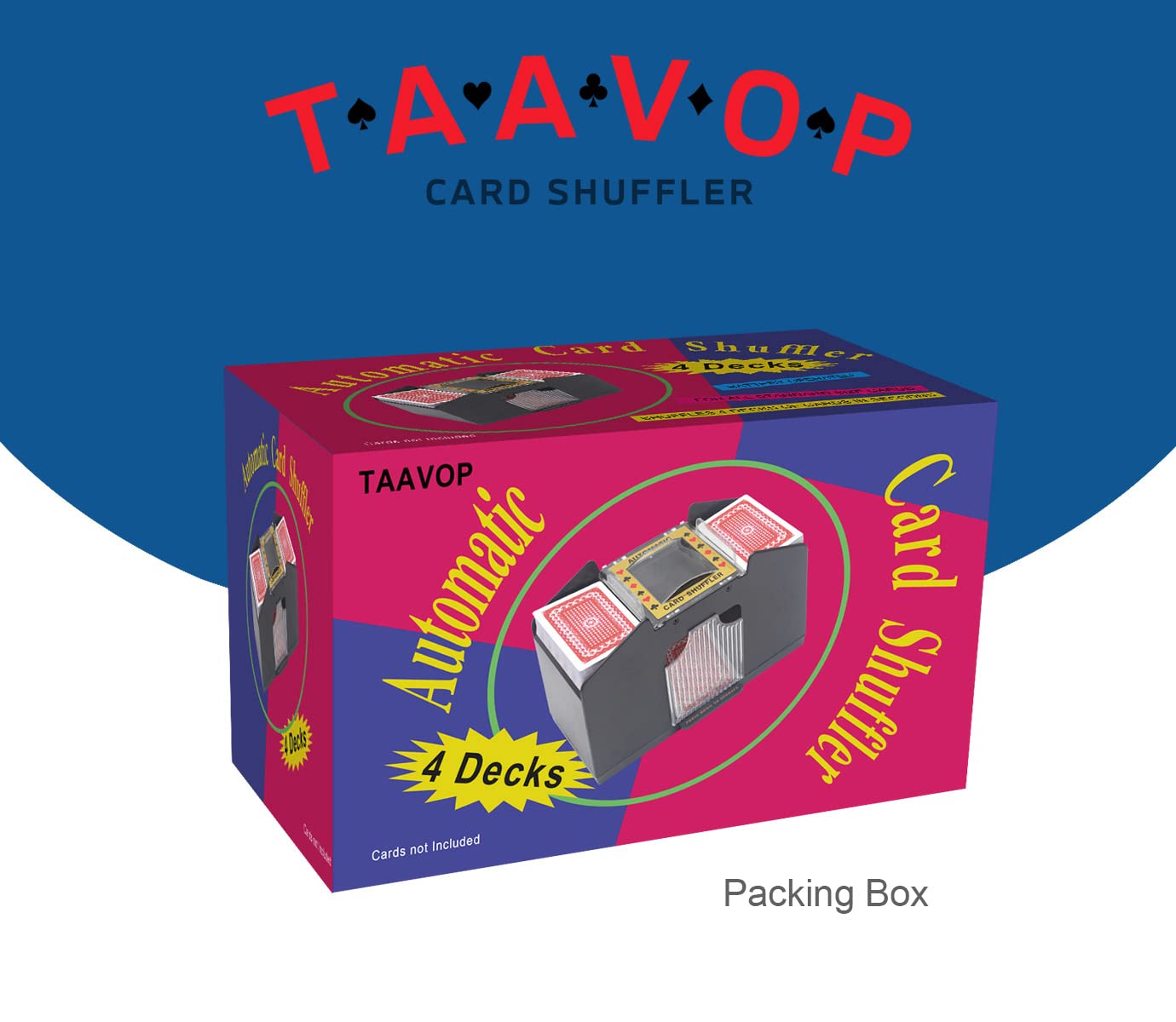 TAAVOP Card Shuffler 2-4 Deck Automatic, Battery-Operated Electric Card Shuffler Machine for UNO/Poker/Playing Card