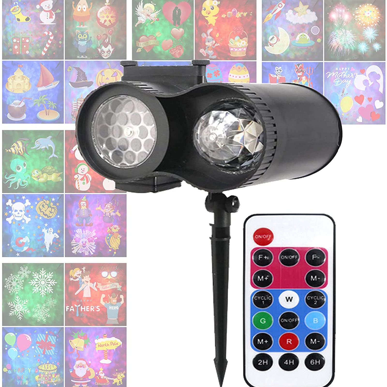 IIIL Christmas Light Projector Snowflake, Projector Waterproof Projection Lamp Remote Control Decorations Lighting Halloween Wedding Party Garden Landscape Home Theatre