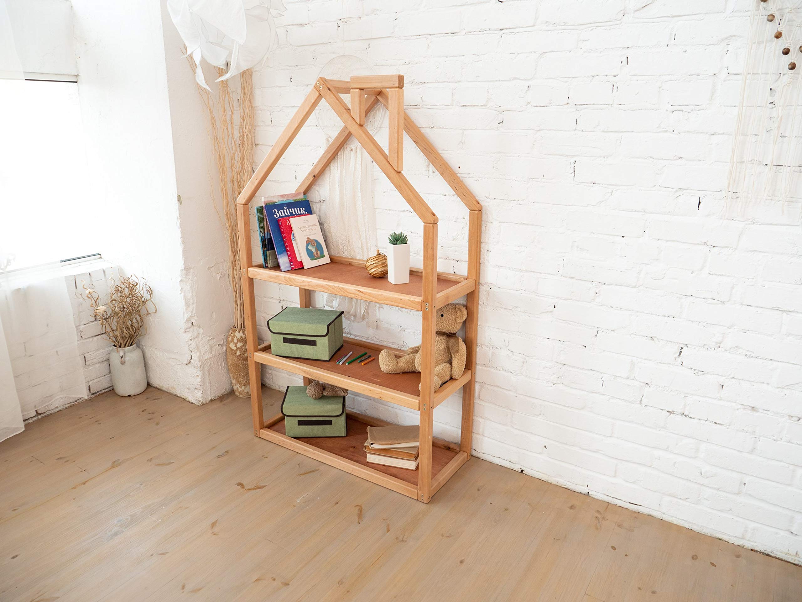 BUSYWOOD Montessori bookshelf Organizer for toddlers, Wood Bookcase, Kids Wooden Shelf, Multi-Level Toy Shelf, Modular Storage Shelves