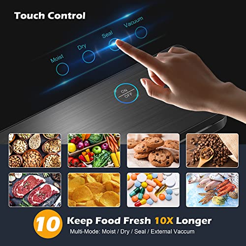 Vacuum Sealer Machine, 85Kpa Food Sealer with Built-in Cutter and Bag Storage(Up to 20 Feet Length), Dry & Moist Food Modes, Touch Control Panel, LED Indicator Lights, Compact Design, Lab Tested