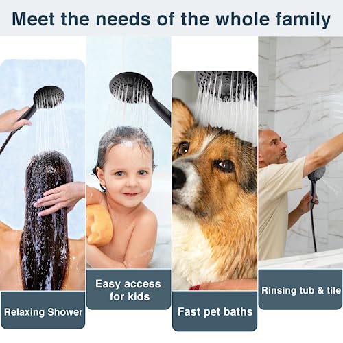 BRIGHT SHOWERS 9 Spray Settings Shower Head with Handheld High Pressure Oil-Rubbed Bronze Hand Held Showerhead with 60 Inch Stainless Steel Hose and Adjustable Overhead Bracket