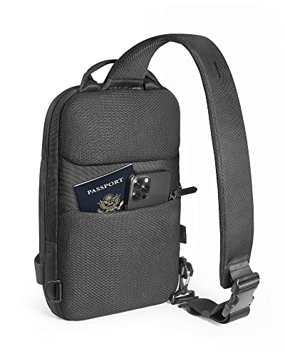 tomtoc Compact EDC Sling Bag, Minimalist Chest Shoulder Backpack Crossbody Bag for Nintendo Switch OLED, 11-inch iPad Pro with Keyboard, Water-resistant Lightweight Daypack for Travel, Work, Sport, 7L