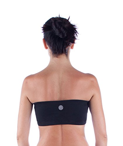 Black Strapless Yoga Sports Bra Bandeau Black L