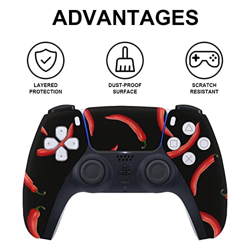 Chili Peppers Full Protective Skin Cover Design Wrap Decal Sticker Compatible with PS5 Disk Version Console and Controller