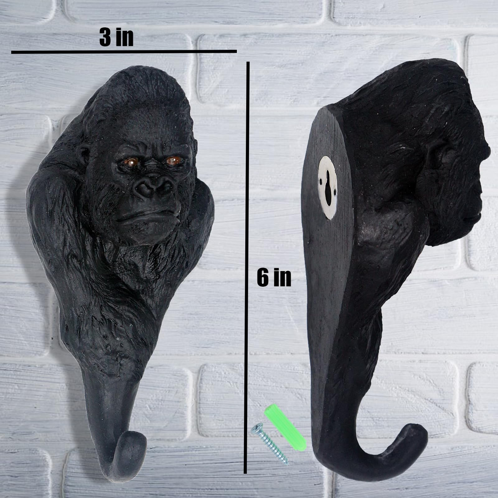 BOAMAU Antiqued Reproduction Resin Elephant Coat Hooks/Single Wall Hook Animal Shaped Coat Hat Hook Creative Art Decorative Gift(Elephant)