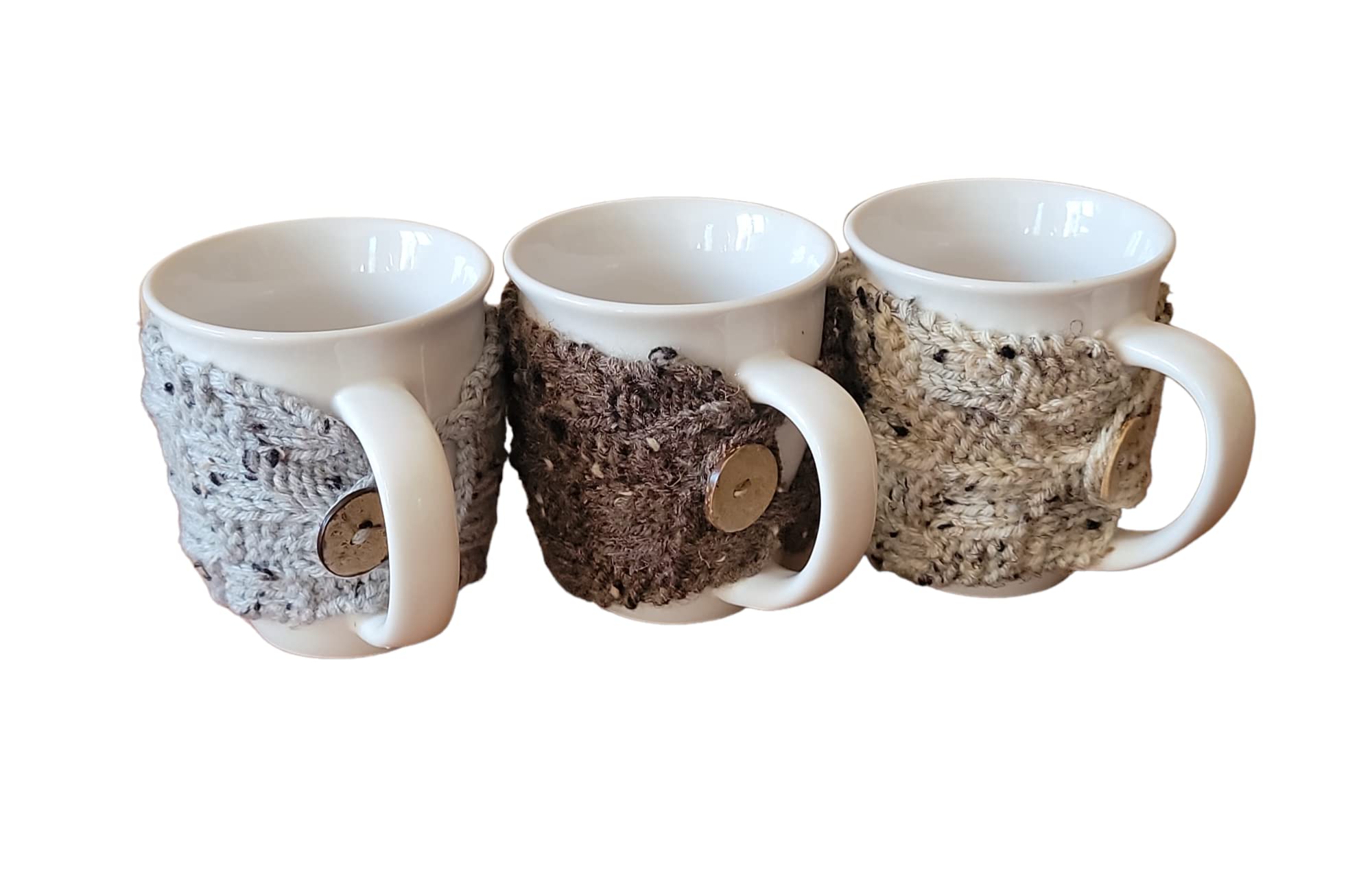 Coffee tea Mug Cozy gift box with 3 units, knitted mug cover, coffee mug sleeve, mug accesory