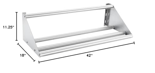 Restaurantware Kitchen Tek 42 x 18 x 11.3 Inch Commercial Kitchen Rack 1 Tubular Kitchen Sink Wall Shelf - Wall Mounted Sturdy Stainless Steel Commercial Kitchen Shelf 154-lb Capacity