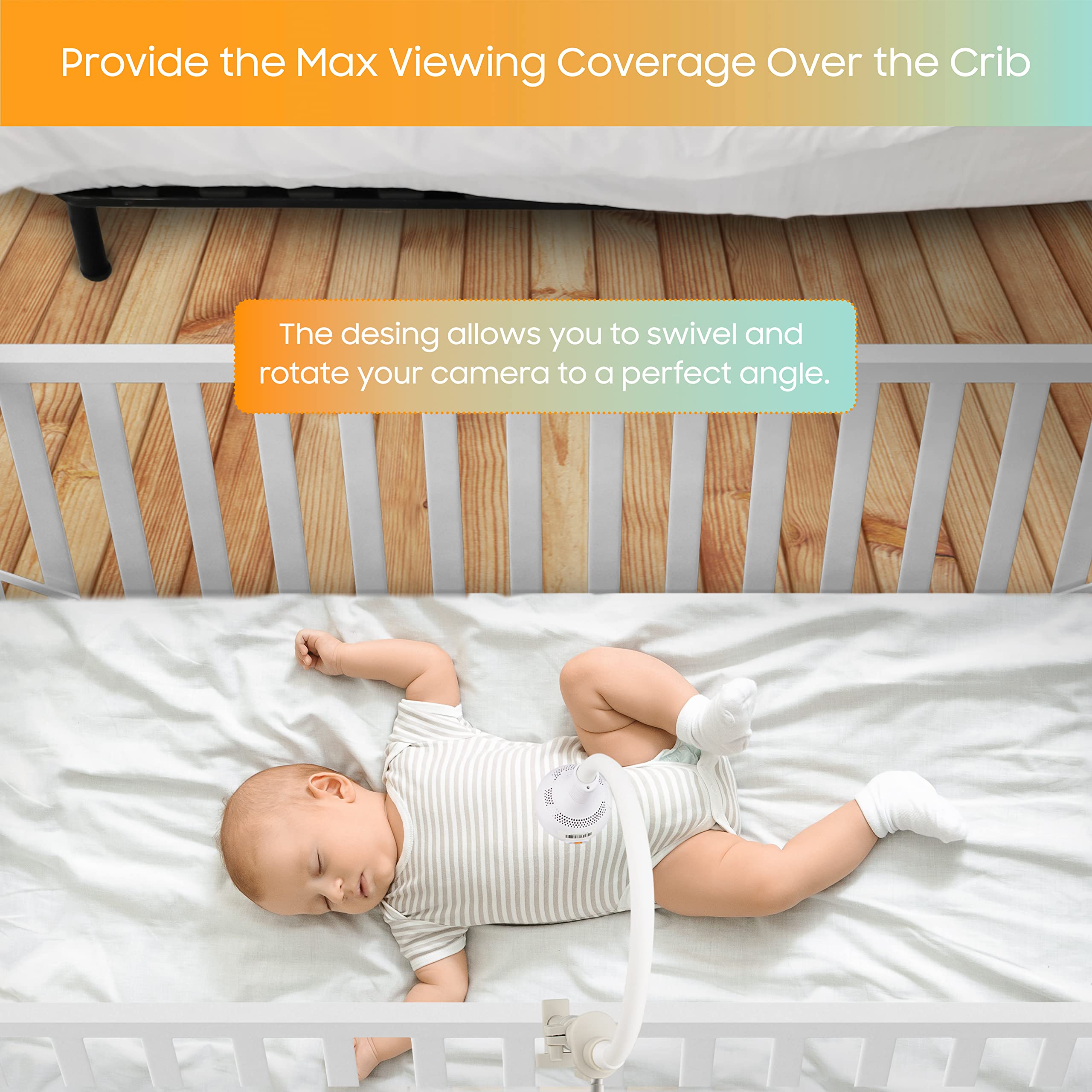 CHILLAX Crib Mount Universal Baby Camera Holder Baby Camera Stand Compatible with Most Branded Baby Camera wtih 1/4” Tripod Mount like, Motorola, Infant Optics, Vtech.